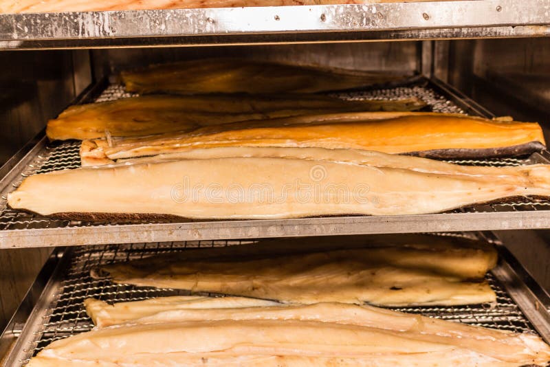 Hot Smoked Fish. Fish Production in Progress Stock Image - Image of ...