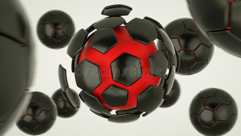 Hot Soccer Ball Red Core. Hexagonal Exploded Segments of Football ...
