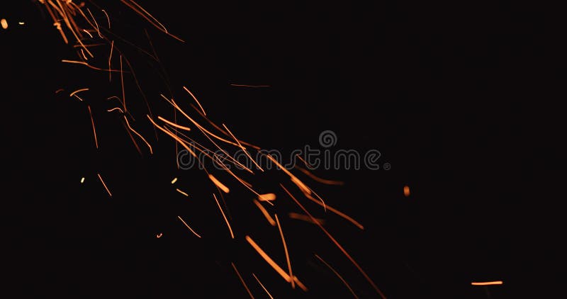 Hot Sparks Falling from Above Black Background Stock Image - Image of ...