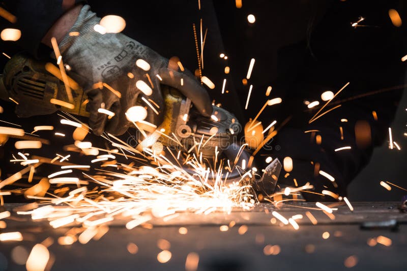 Sparks while grinding stock image. Image of flame, manufacturing - 26247969