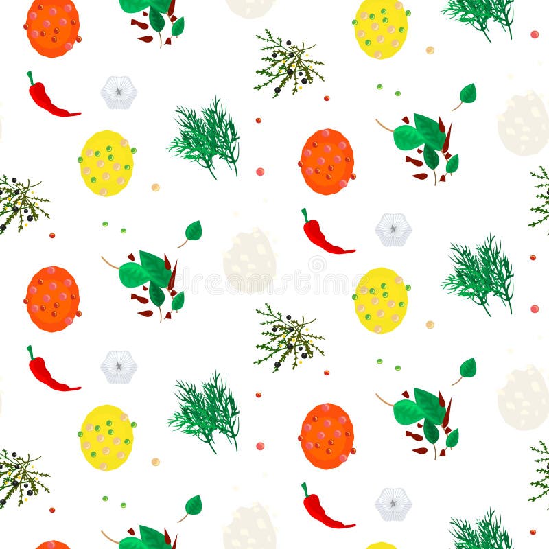 Hot Spices Vector Seamless Pattern. Stock Vector - Illustration of ...
