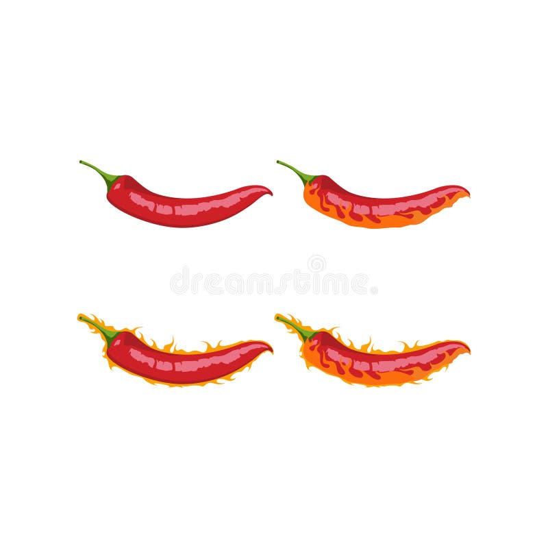 Hot Spicy Chili with Fire Vector Stock Illustration - Illustration of ...