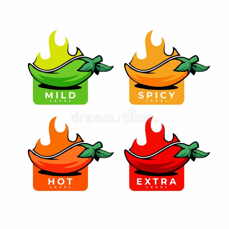 Hot Spicy Level Labels of Vector Jalapeno, Chili, Cayenne Peppers with ... Hot Spicy Level Labels of Vector Jalapeno, Chili, Cayenne Peppers with ...