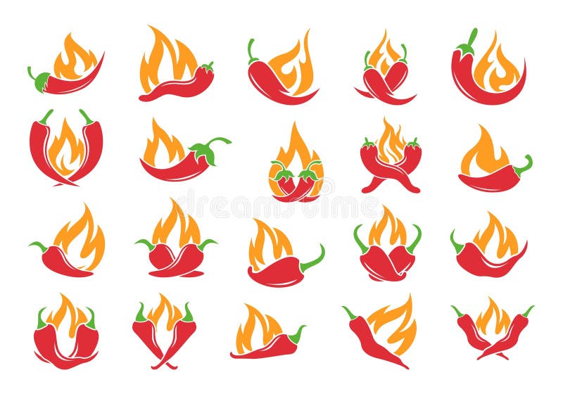 Hot Spicy Logo Element Set stock vector. Illustration of logo - 384850656