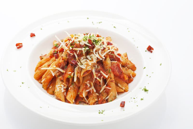 Hot and Spicy Red Sauce Penne Pasta Stock Photo - Image of italian ...
