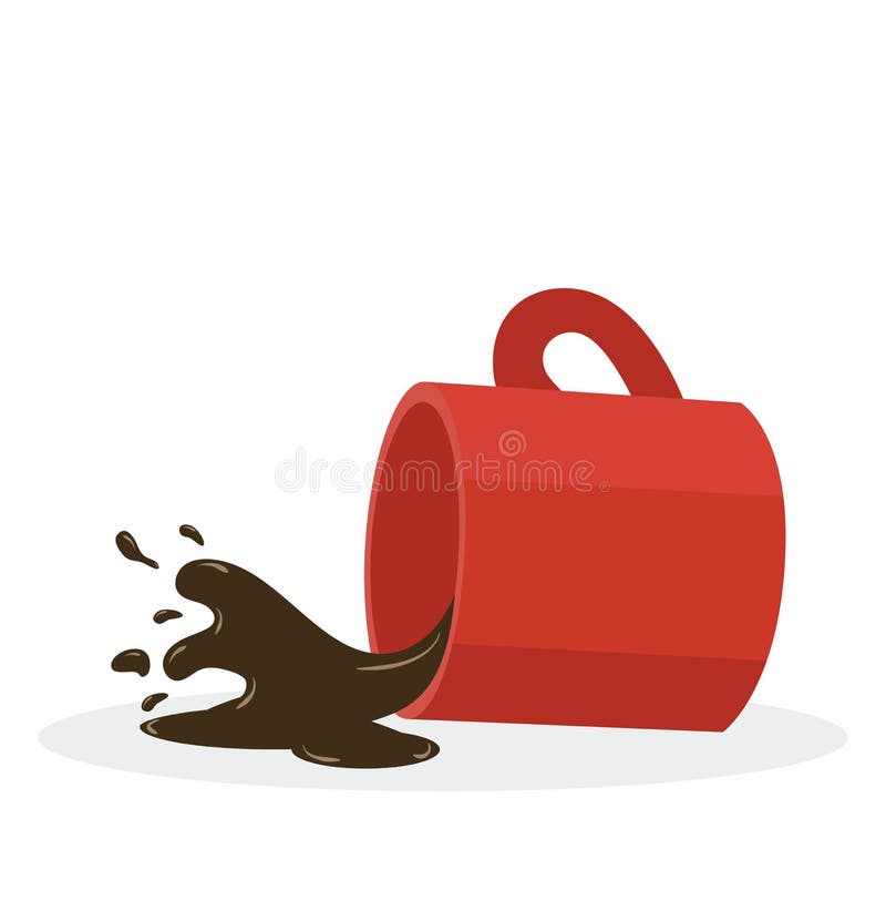 Hot Spilled Coffee Red Cup Vector Illustration Stock Vector