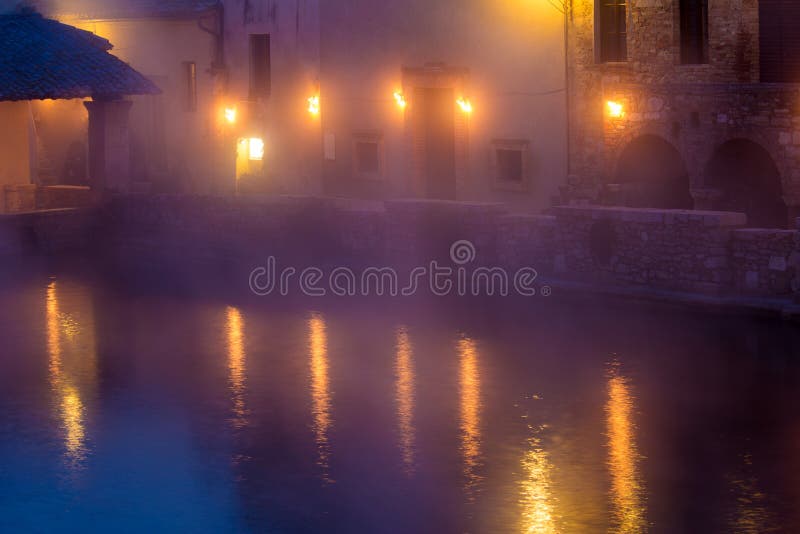 Hot Spring Baths of Hot Water Stock Image - Image of medieval, italy ...