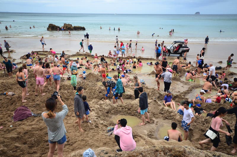 Hot spring on the beach editorial stock image. Image of landscape ...