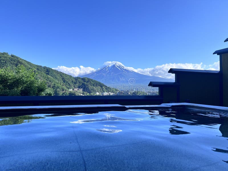 Hot Spring in Front of the Mountain Fuji Stock Photo - Image of scenes ...