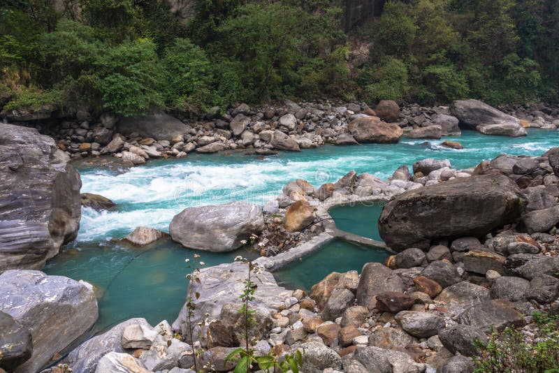 Hot Spring in the Himalayas. Stock Photo - Image of travel, himalayas ...
