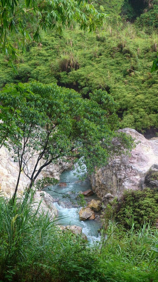 Hot Spring River with Green Beautiful Trees Stock Image - Image of ...