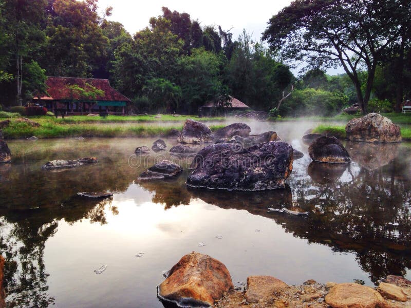 Hot spring stock image. Image of water, tree, rock, spring - 42917715