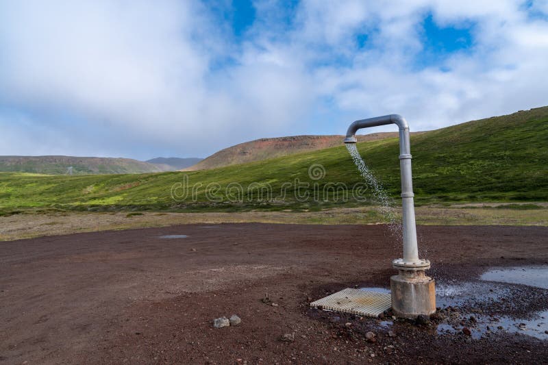 Hot Spring Shower from Geothermal Power at Krafla, in the Middle of ...