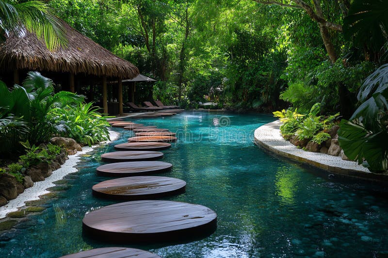 A Hot Spring in a Tropical Rainforest, with Vibrant Birds and Wildlife ...