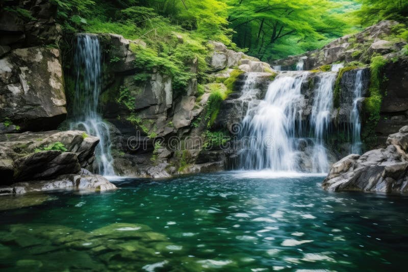 Hot Spring Waterfall Cascading Over Rocks Stock Photo - Image of water ...