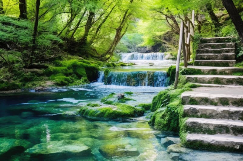 Hot Springs with Natural Stone Steps Stock Photo - Image of travel ...