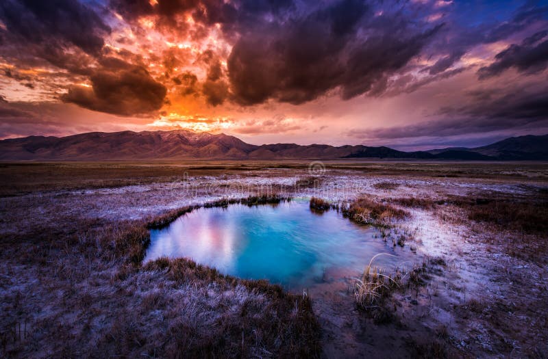 Hot Springs Nevada Ruby Valley after Sunset Stock Image - Image of ...