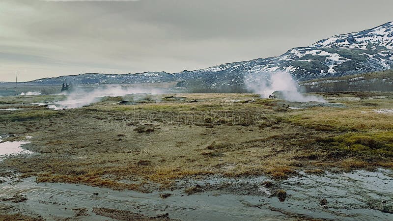 Hot Springs in a Valley in Iceland Stock Photo - Image of mountain ...