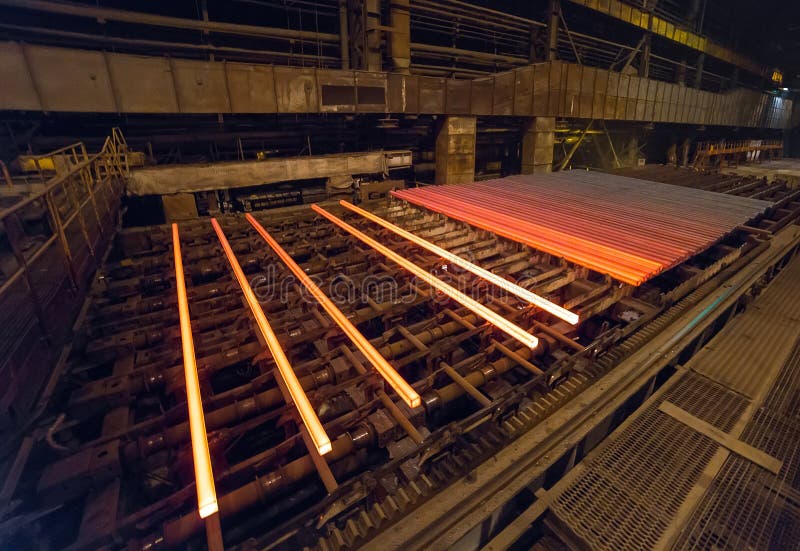 Hot Square Steel Bloom on the Roll-table Stock Image - Image of ...