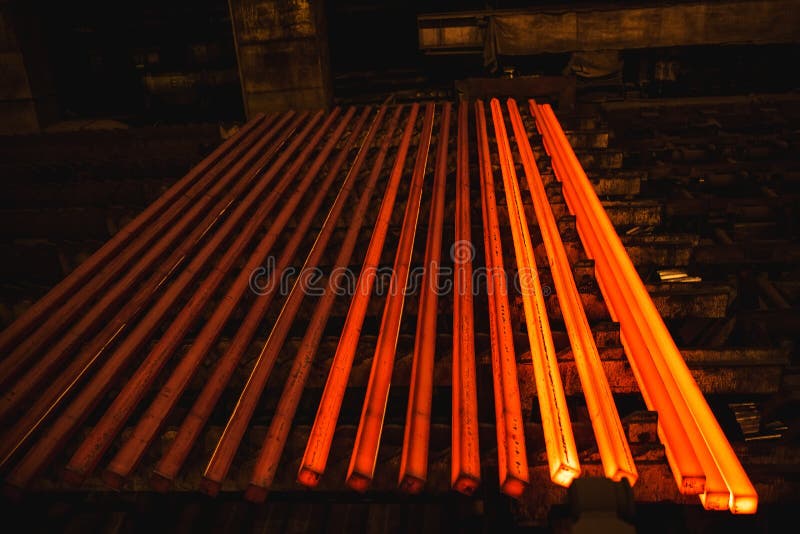 Hot Square Steel Bloom on the Roll-table Stock Image - Image of ...