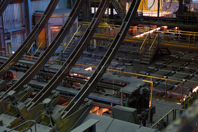 Hot Square Steel Bloom on the Roll-table Stock Photo - Image of indoor ...