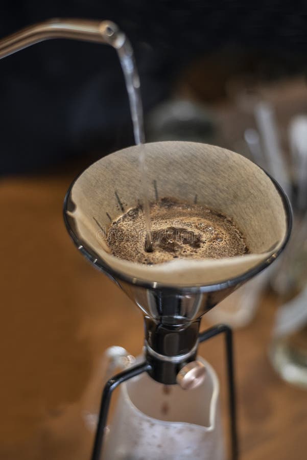 Hot Steam Dripped Coffee with Paper Cone Stock Image - Image of cafe ...