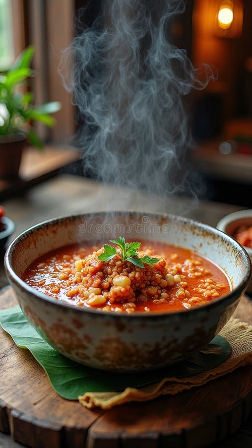 Hot Steaming Bowl of Moroccan Chickpea Stew with Herbs Stock Image ...