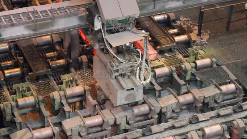 Hot Steel Bars in Handling System at Casting Machine. Stock Video ...