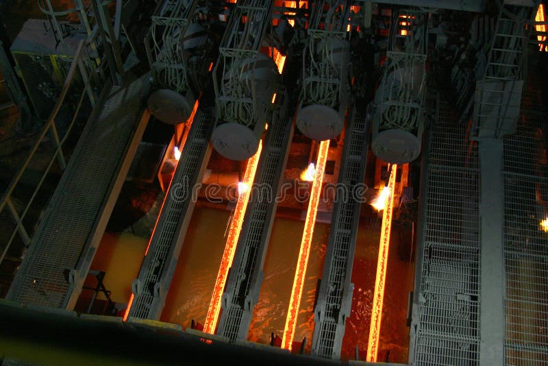 Hot Steel in Continuous Casting Machine. Stock Image - Image of casting ...