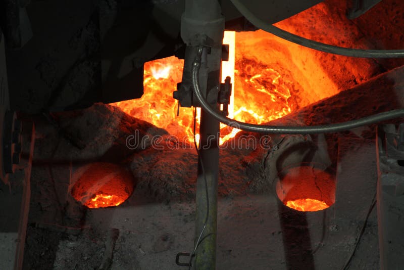 Hot Steel in Continuous Casting Plant. Stock Image - Image of industry ...