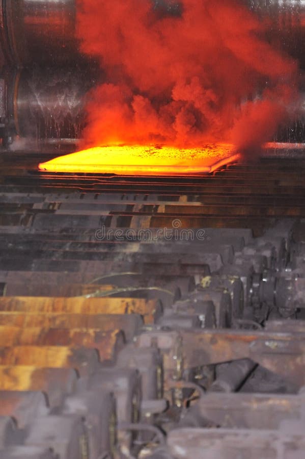 Hot steel on conveyor stock image. Image of foundry, metal - 22796859