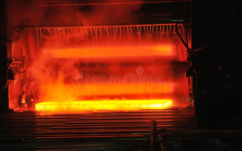 Hot steel on conveyor stock image. Image of burn, generator - 25253855