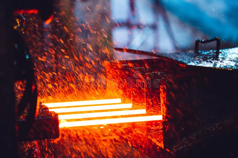 Hot Steel on Conveyor in Steel Mill, Stock Photo - Image of manufacture ...
