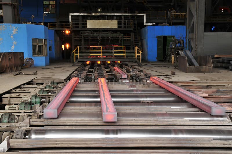 Hot Steel in the Steel Mill Workshop Production Line Stock Photo ...