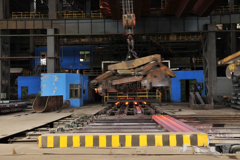 Hot Steel in the Steel Mill Workshop Production Line Stock Image ...