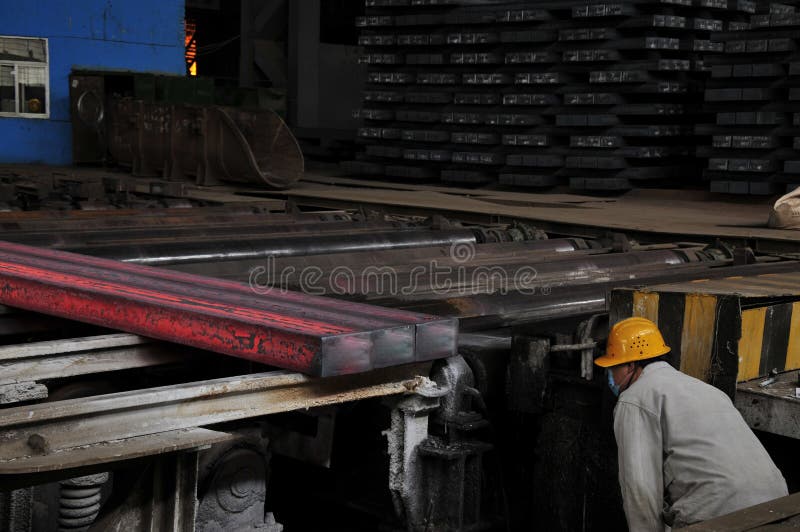 Hot Steel in the Steel Mill Workshop Production Line Stock Photo ...