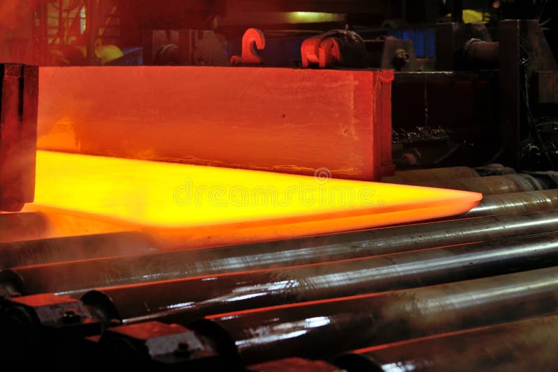 Hot Steel Plate on Conveyor Stock Photo - Image of generating, power ...