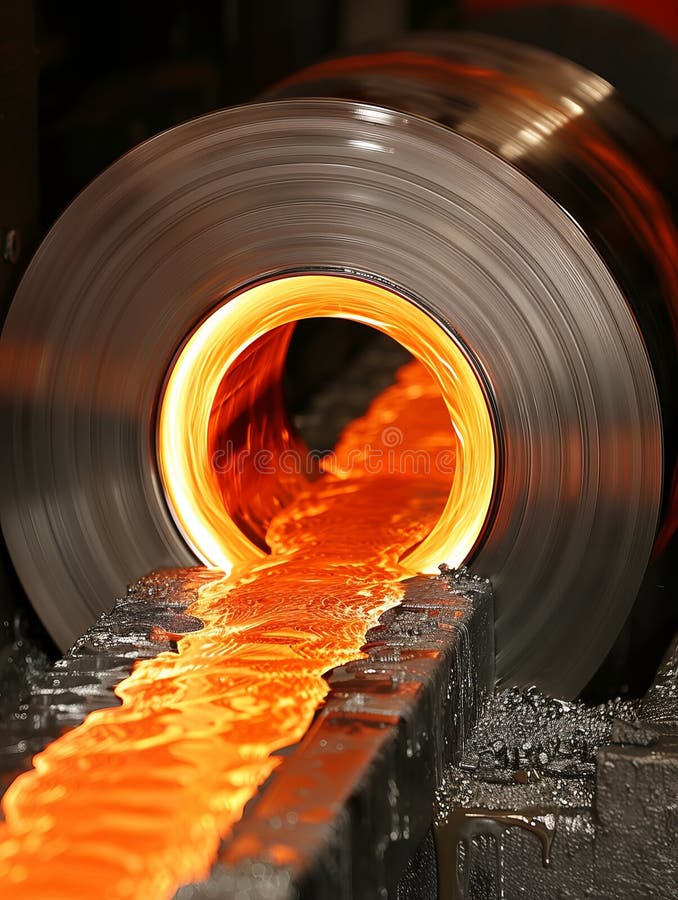 Hot Steel Sheet is Processing in a Steel Mill Stock Illustration ...