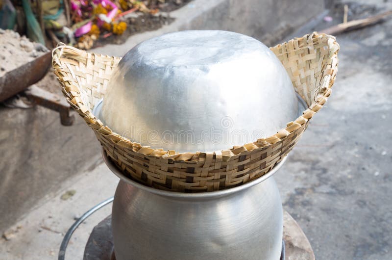Hot Sticky Rice in Old Wooden Steamer. Stock Photo - Image of healthy ...