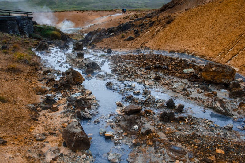 Hot Stream at Geothermal Area in Iceland Stock Image - Image of geyser ...