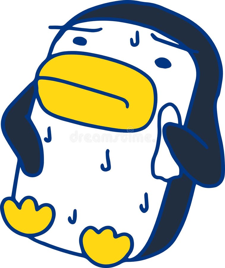 Hot Summer Black Penguin with Sweating Stock Vector - Illustration of ...