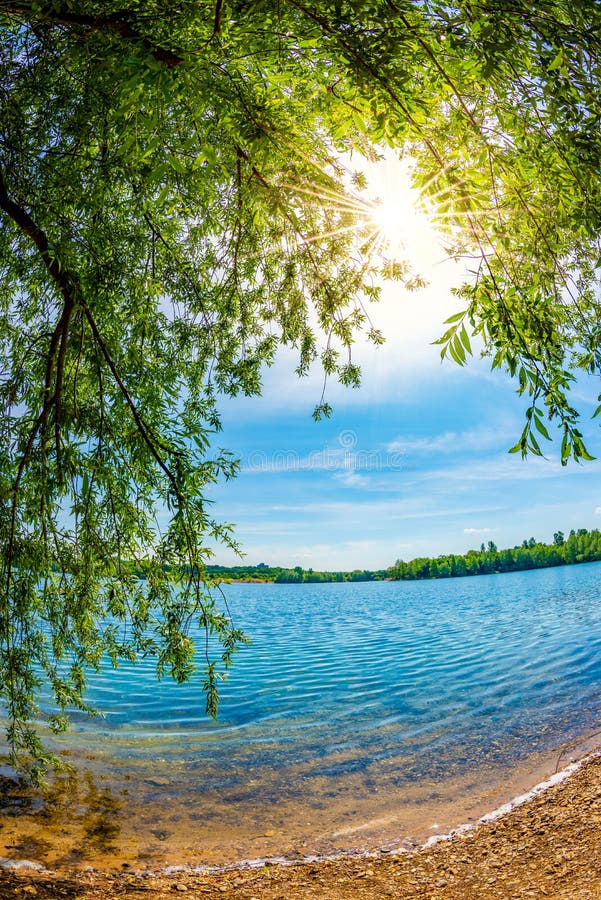 Natural lake at sunset stock image. Image of dusk, sunlight - 194732377