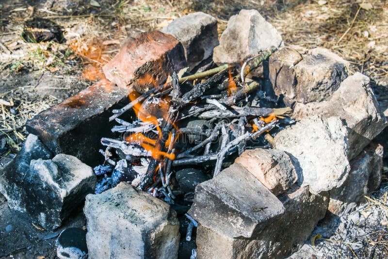 On a Hot Summer Day, a Fire Burns Out. Stock Photo - Image of bright ...