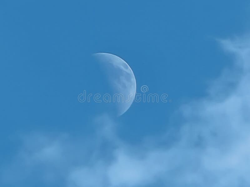A Hot Summer Day with a Lovely View of the Bright Moon. Stock Photo ...