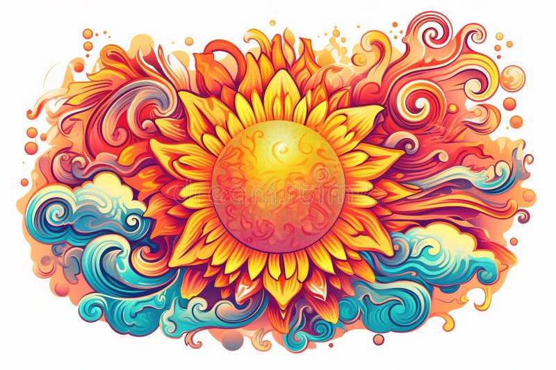 Hot Summer Drawing Isolated on White Background. Generated by AI Stock ...