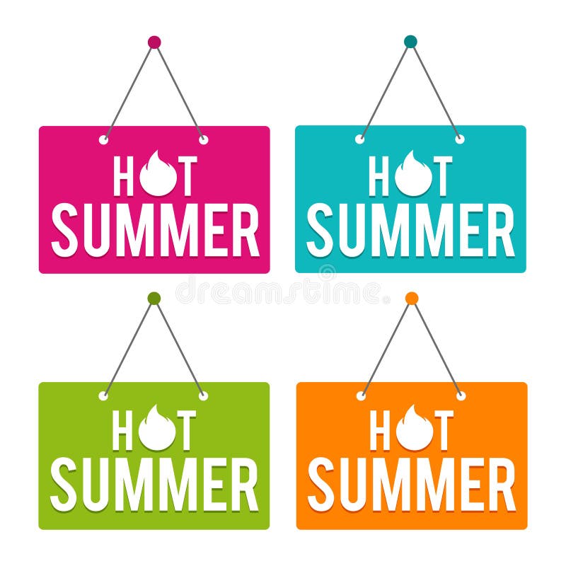 Hot Summer Hanging Door Sign Stock Illustration - Illustration of store ...
