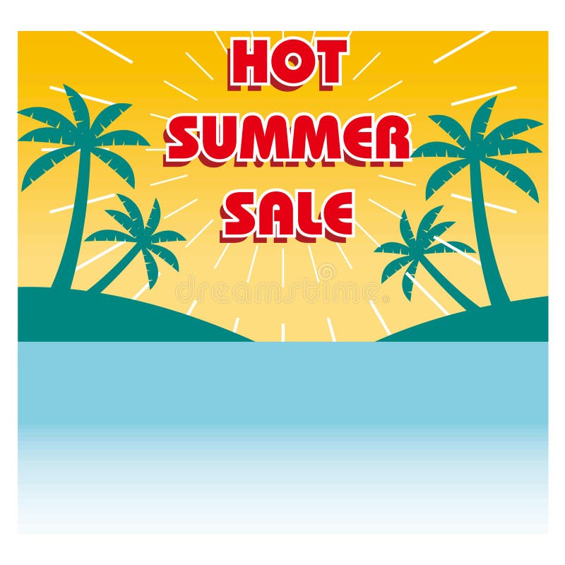 Hot Summer Sale Concept. Flat Vector Modern Stock Vector - Illustration ...