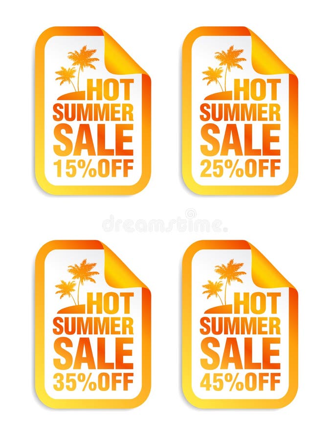 Hot Summer Sale Orange Stickers Set. Sale 15 , 25 , 35 , 45 Off Stock ...