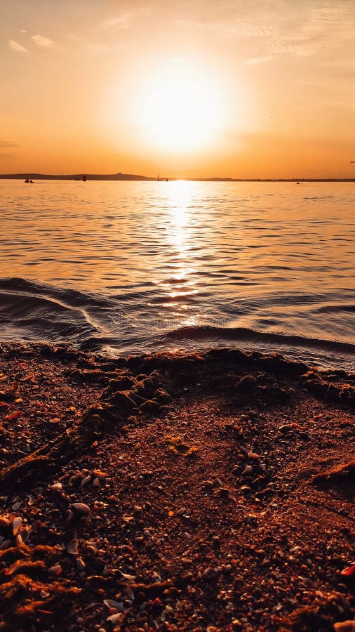 Hot summer sunset stock image. Image of shore, ocean - 223008811