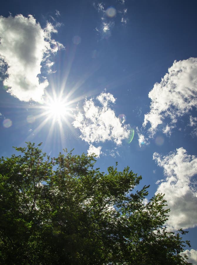 Hot Sun Beaming Rays on Summer Day Stock Photo - Image of fluffy, rays ...